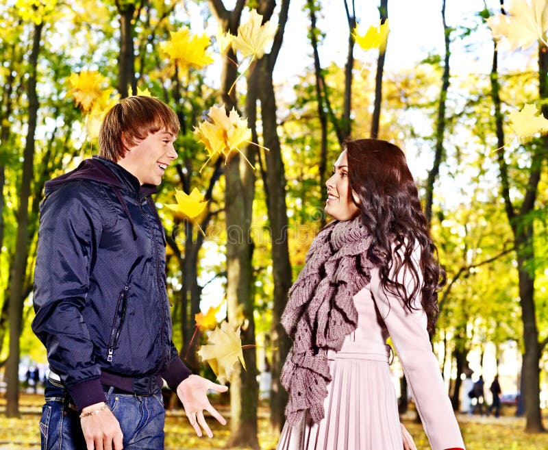 Couple on Date Autumn Outdoor. Stock Photo - Image of date, girlfriend ...