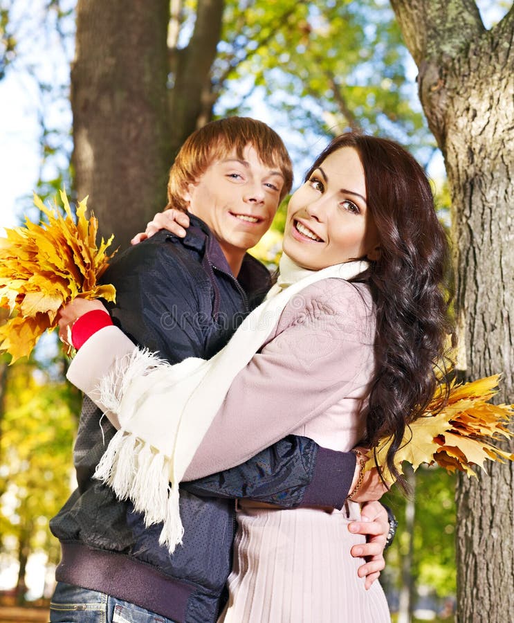 Couple on Date Autumn Outdoor. Stock Photo - Image of coat, fall: 27184372