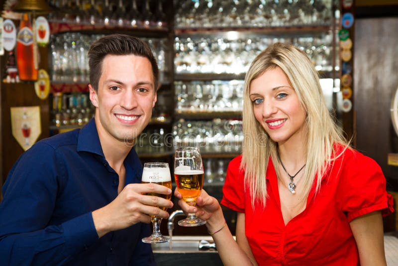 Couple on a Date Enjoying Their Drink in a Pub Stock Image - Image of ...