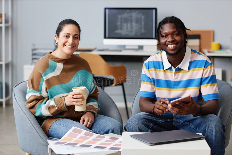 Couple of Designers Working in Team in Office Stock Image - Image of ... Couple of Designers Working in Team in Office Stock Image - Image of ...