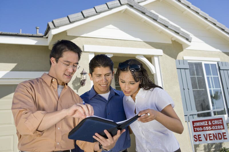 Couple Discussing Housing Plan with Agent Stock Image - Image of ...