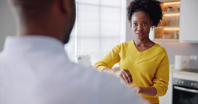 Couple Discussing Problems at Home Stock Photo - Image of talk, room ...