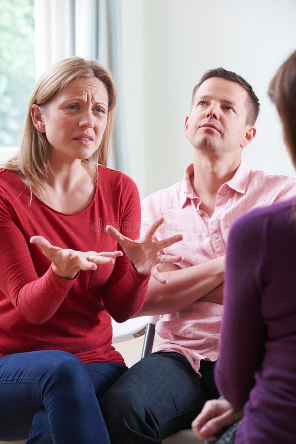 Couple Discussing Problems with Relationship Counsellor Stock Photo ...