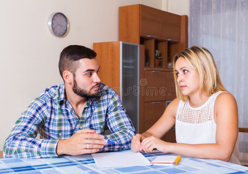 Couple Discussing Serious Financial Situation Stock Image - Image of ...