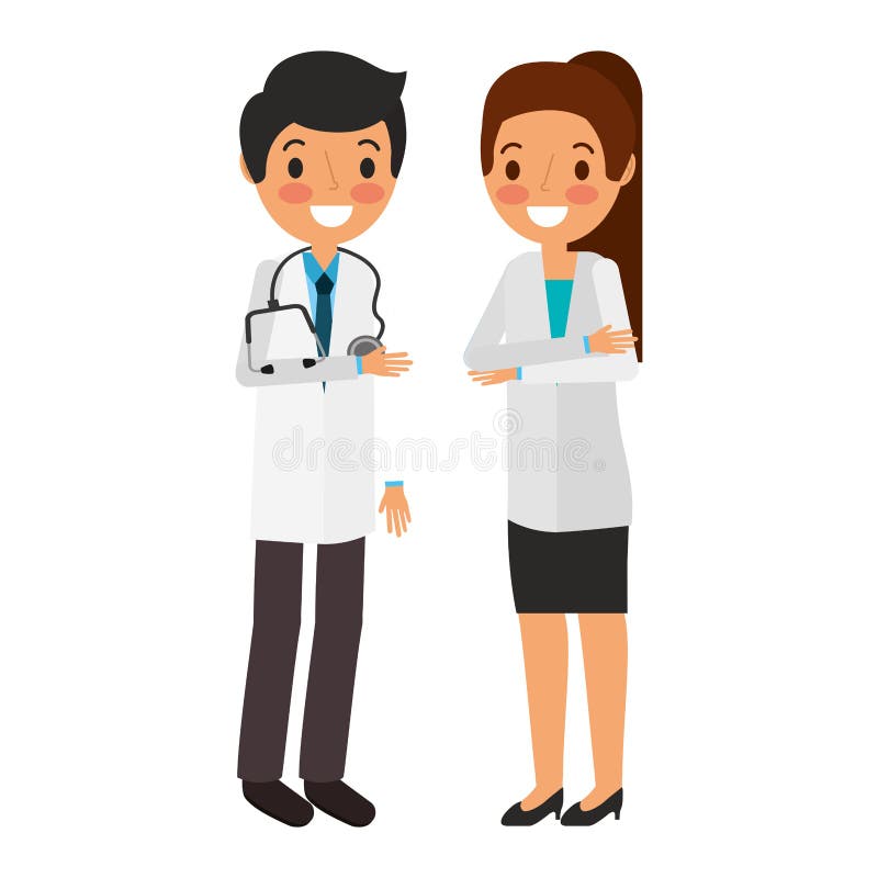 Couple Doctors Characters Icon Stock Vector - Illustration of character ...