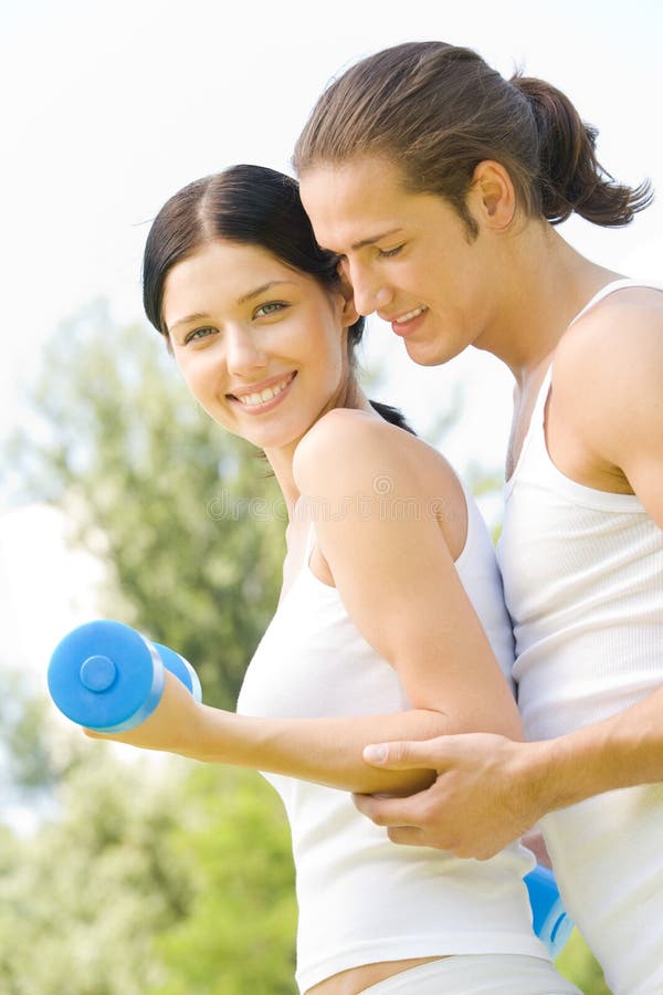 Couple Doing Fitness Exercises Stock Image - Image of leisure ...