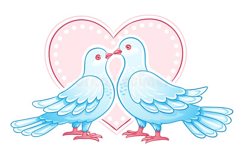 Couple Of Doves Cuddle In Love Stock Illustration - Illustration of ...
