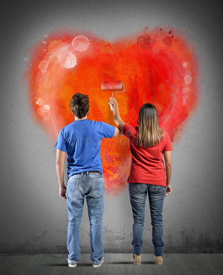 Couple drawing a heart stock image. Image of decorative - 47063567