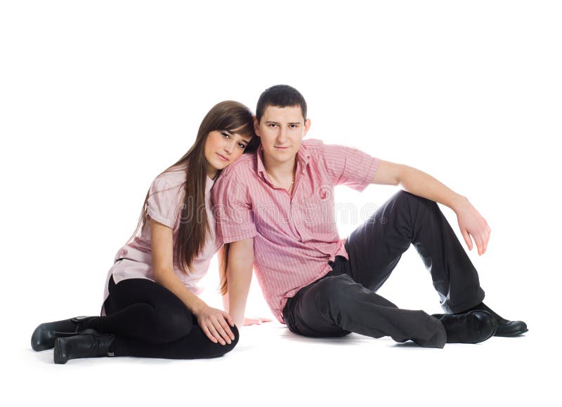 Couple in pink stock photo. Image of male, caucasian - 13280282