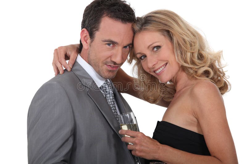 Couple drinking champagne stock image. Image of seasonal - 35928175