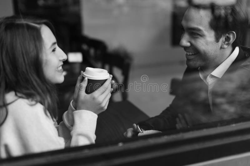 Couple Drinking Coffee Shop Relax Stock Photo - Image of lifestyle ...