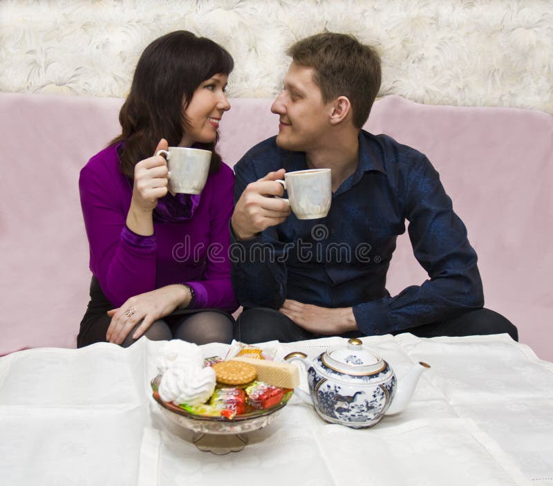 Couple drinking tea stock photo. Image of relations, lover - 24372276