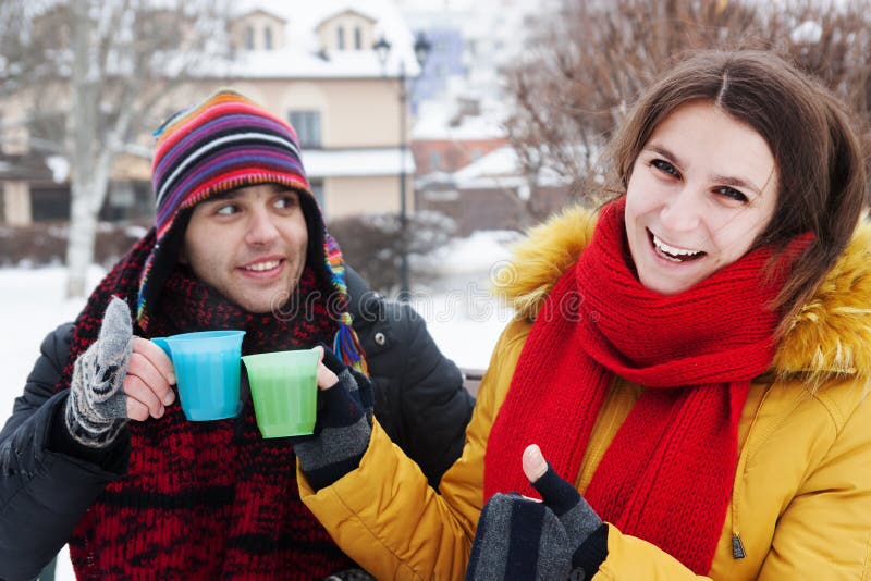 Couple drinking tea stock photo. Image of hiking, holidays - 66539112