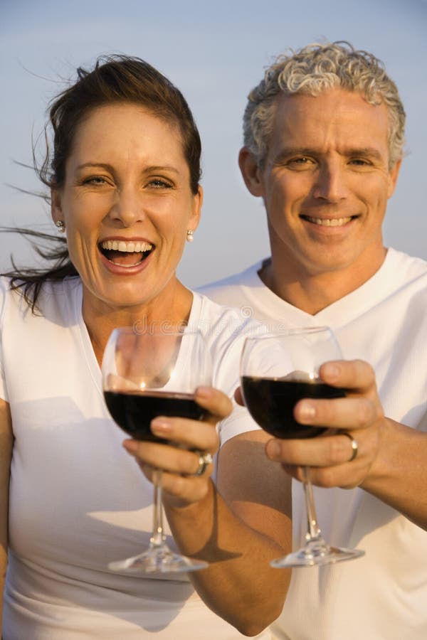 Couple Drinking Wine stock photo. Image of outside, anniversary - 12666548