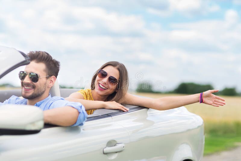Couple Driving in Convertible Stock Image - Image of smiling, holiday ...
