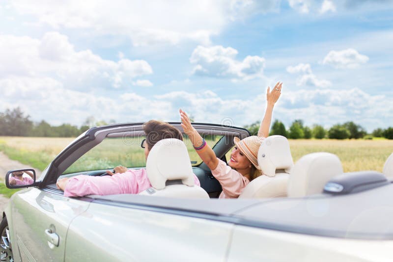Couple Driving in Convertible Stock Photo - Image of journey, enjoying ...
