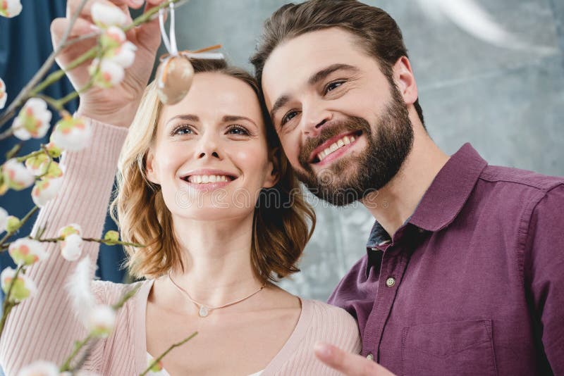 Couple with Easter Decoration Stock Image - Image of caucasian ...