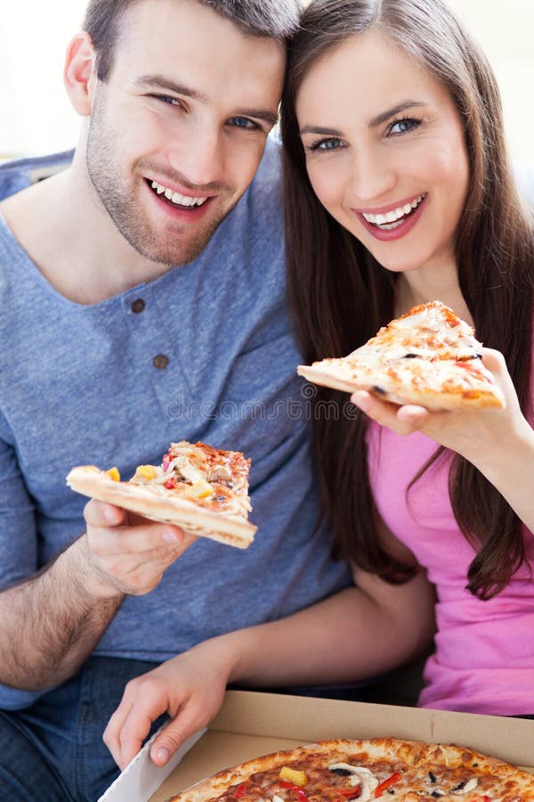 Couple eating pizza stock photo. Image of pizza, smiling - 30843372