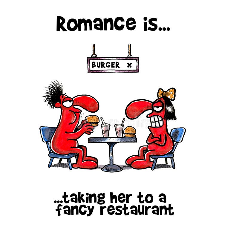 Couple is Eating Romantic Dinner Stock Illustration - Illustration of ...