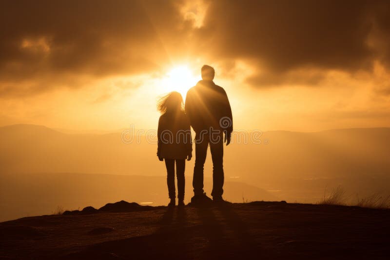 Couple Embraced by Radiant Light at Sunset, Symbolizing Deep Love ...