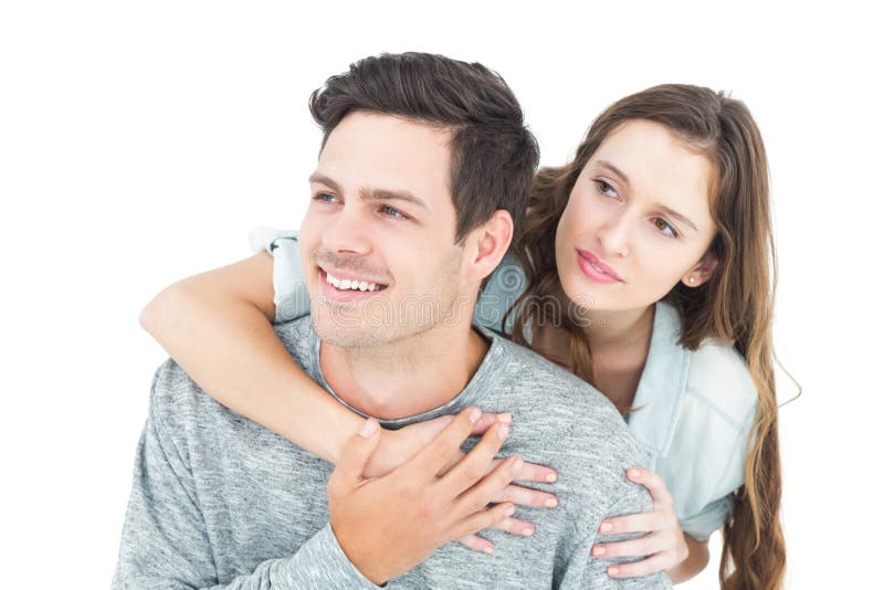 Couple Embracing Arms Around Looking Away Stock Photos - Free & Royalty ...