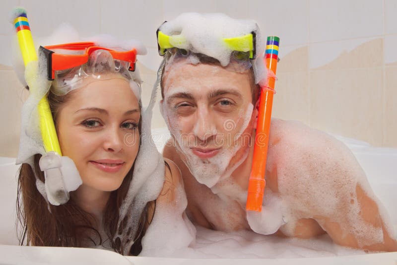 Couple is enjoying a bath stock image. Image of relationship - 27473749
