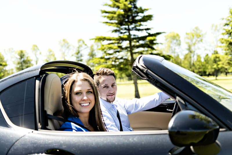 Couple Enjoying a Drive in a Convertible Stock Image - Image of fashion ...