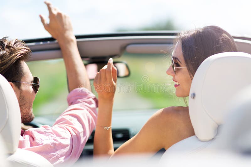 Couple Enjoying a Drive in a Convertible Stock Photo - Image of ...