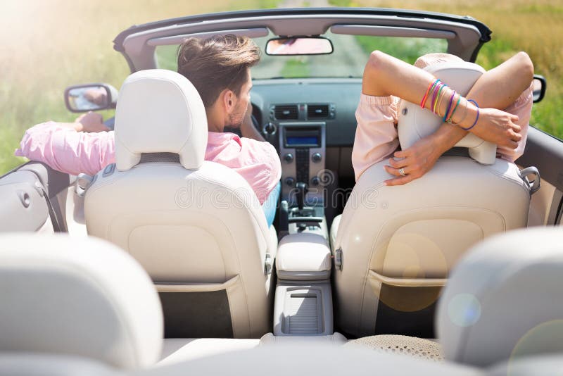 Couple Enjoying a Drive in a Convertible Stock Photo - Image of country ...