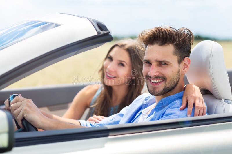 Couple Enjoying a Drive in a Convertible Stock Image - Image of hipster ...