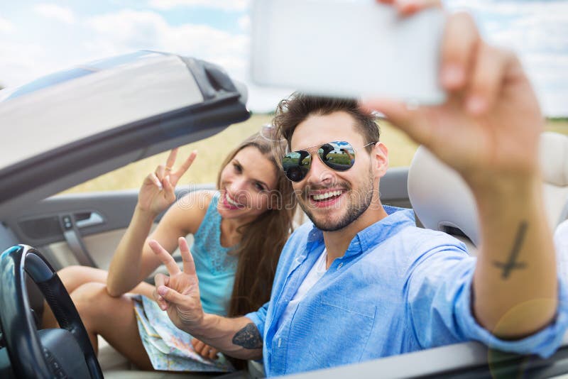 Couple Enjoying a Drive in a Convertible Stock Photo - Image of freedom ...