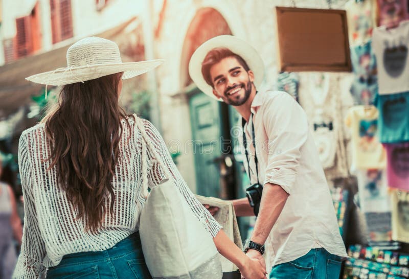 Couple Enjoying Sightseeing and Exploring City Stock Photo - Image of ...