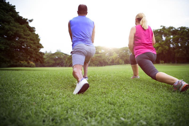 Couple Exercise Wearing Happiness Healthy Concept Stock Image - Image ...