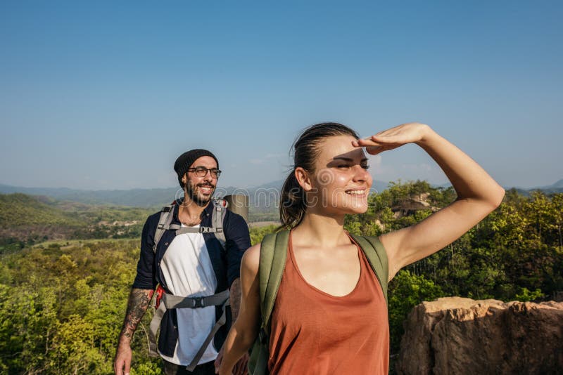 Couple Exploring Trip Holiday Concept Stock Photo - Image of forest ...