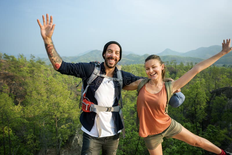 Couple Exploring Trip Holiday Concept Stock Photo - Image of high ...