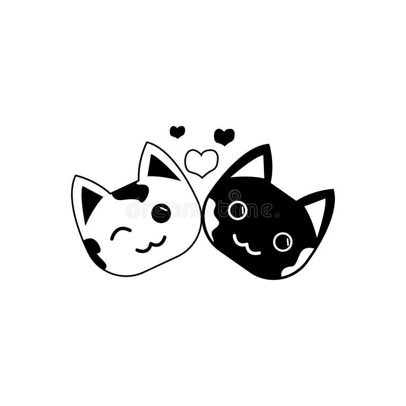 Couple Face Cat Design Vector Stock Vector - Illustration of character ...