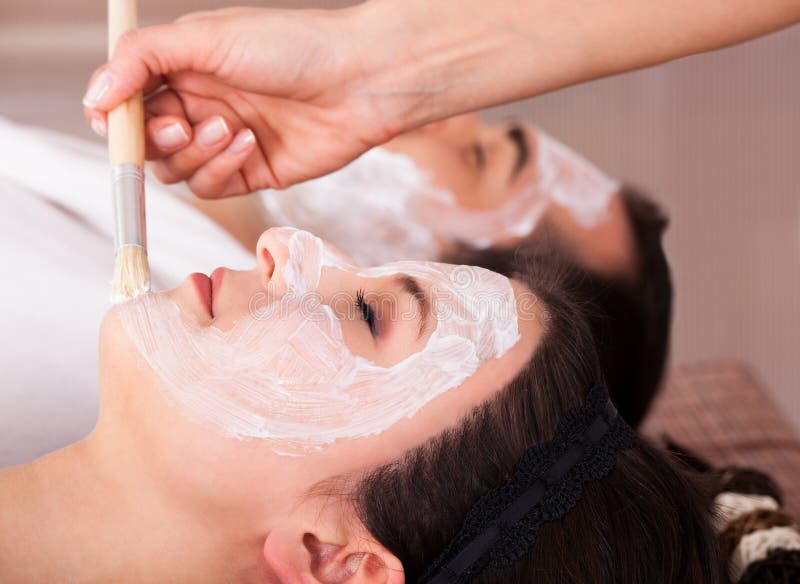 Couple with Face Mask in Spa Centre Stock Image - Image of cosmetic ...