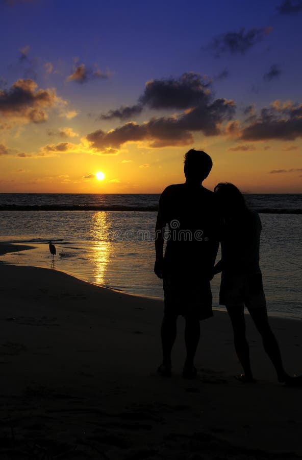 Couple Man and Woman Hugging in Love Staying on Beach Seaside with ...