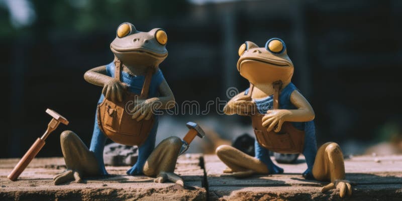 A Couple of Figurines of a Frog and a Man. Generative AI Image. Stock ...