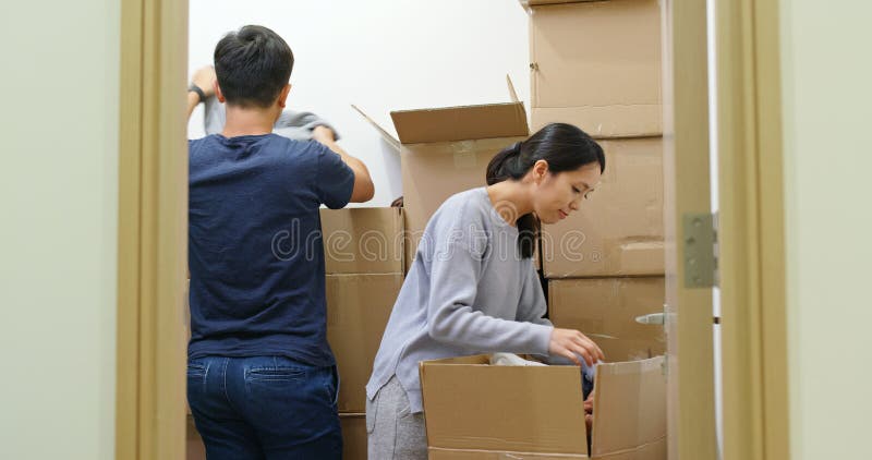 Couple Find Something Inside Box Stock Photo - Image of packaging ...