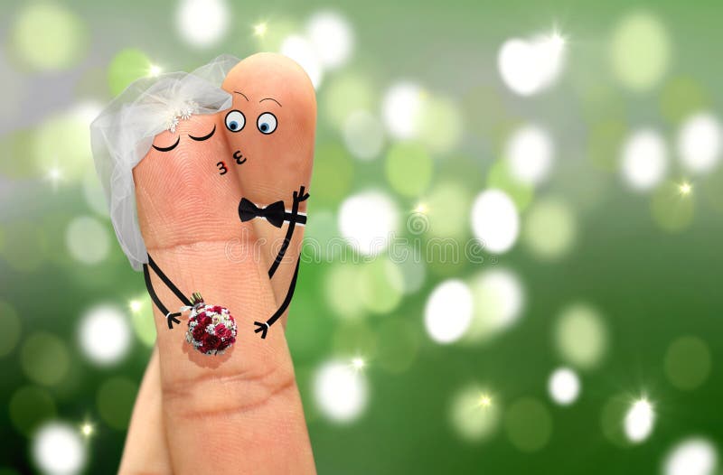 Couple with Finger Faces Hugging and Kissing Stock Photo - Image of ...