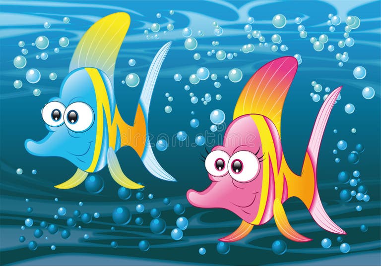 Couple of Fish in the Ocean Stock Vector - Illustration of ball, idiot ...