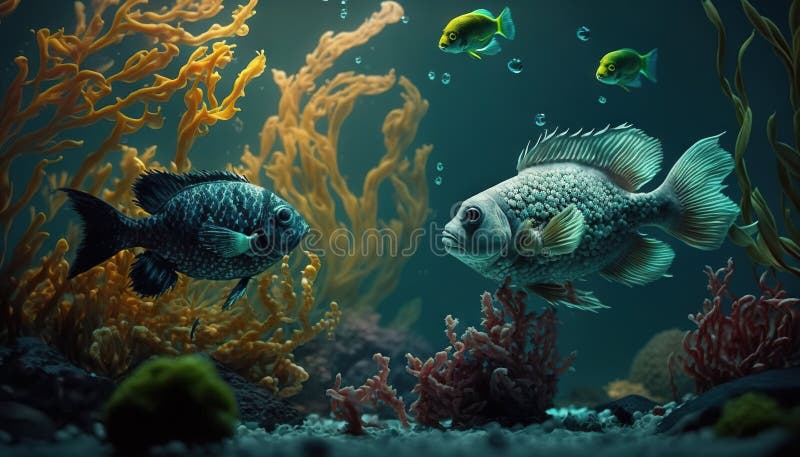 A Couple of Fish that are Swimming in Some Kind of Water. Generative Ai ...