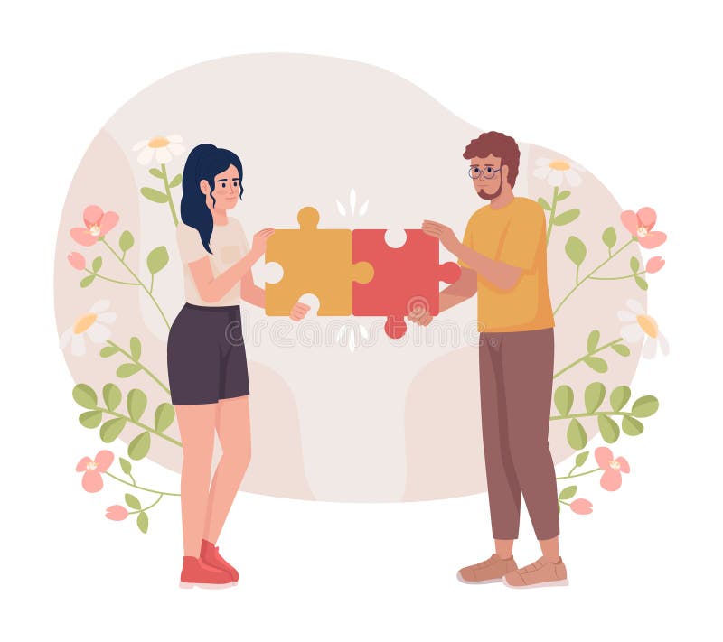 Couple Fixing Relationship Flat Concept Vector Illustration Stock ...