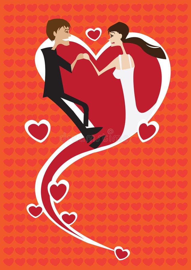 Couple and flying hearts stock vector. Illustration of flirting - 25671563