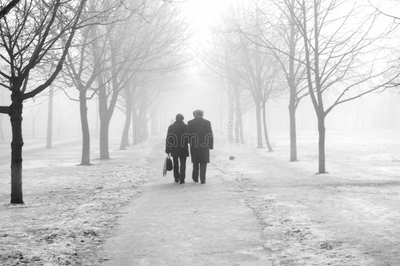 Couple in the fog stock image. Image of water, together - 5034375