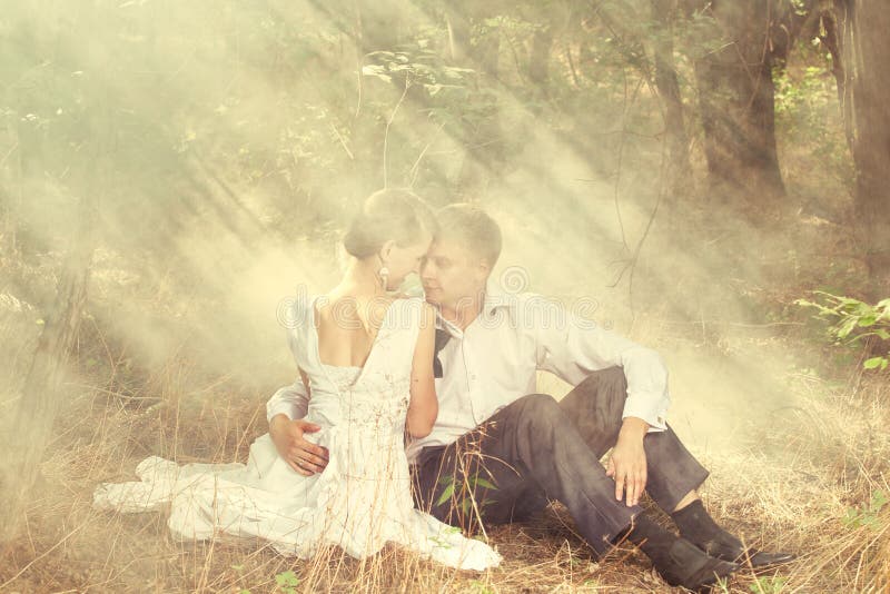 Couple in a forest stock image. Image of fashion, boyfriend - 36017267