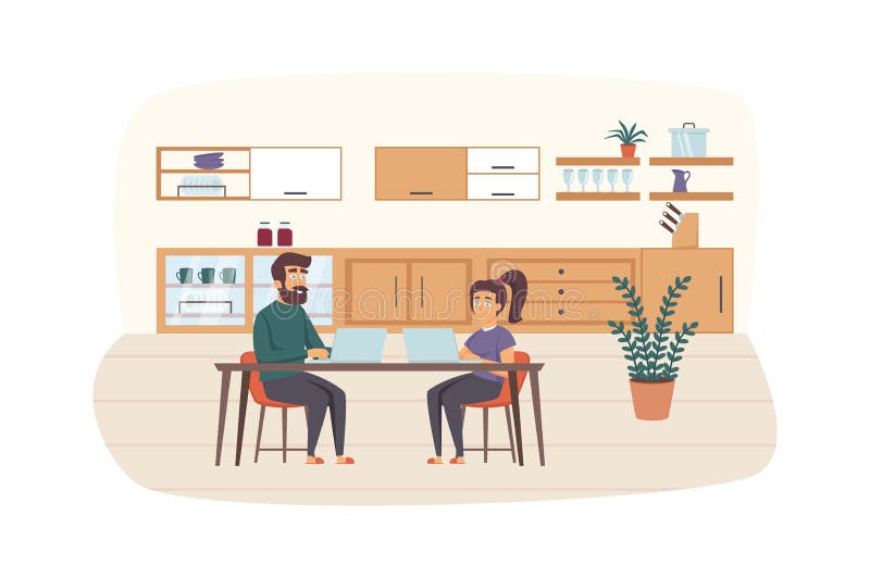 Working Kitchen Table Stock Illustrations – 1,214 Working Kitchen Table ...