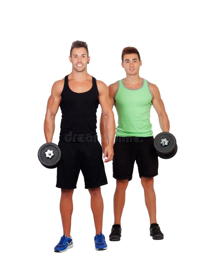 Couple of Friends Lifting Weights Stock Image - Image of person ...