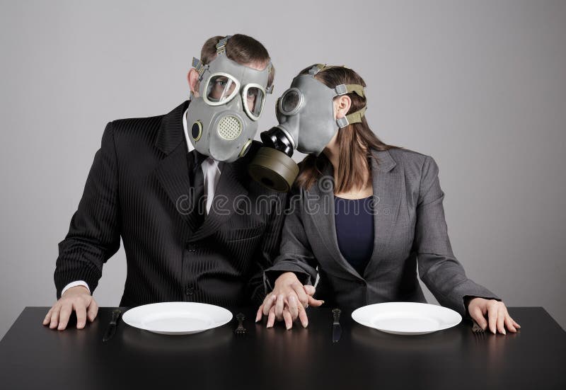 Couple at gas masks stock image. Image of concept, crazy - 35736025